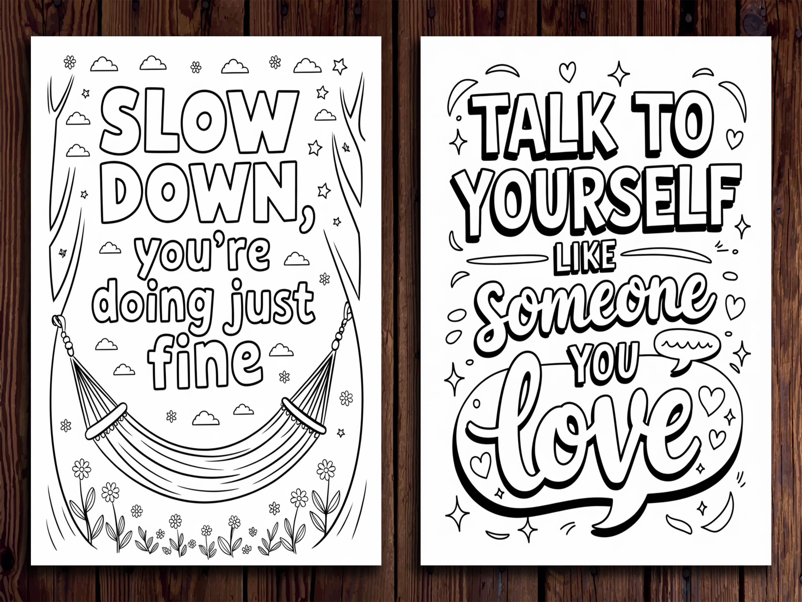 Self Care Quotes Coloring Pages | Positive Affirmation Sheets ...
