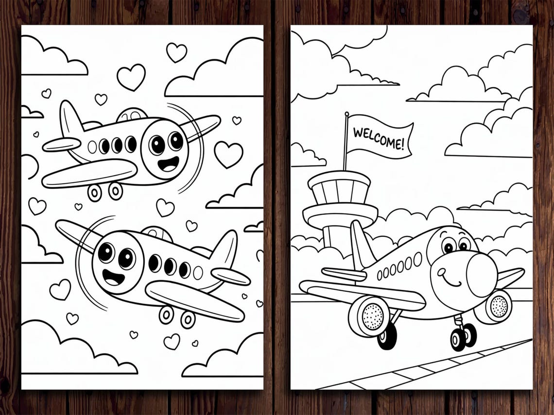 Airplane Coloring Pages: 20 Aviation Art Designs (digital Download) - Etsy