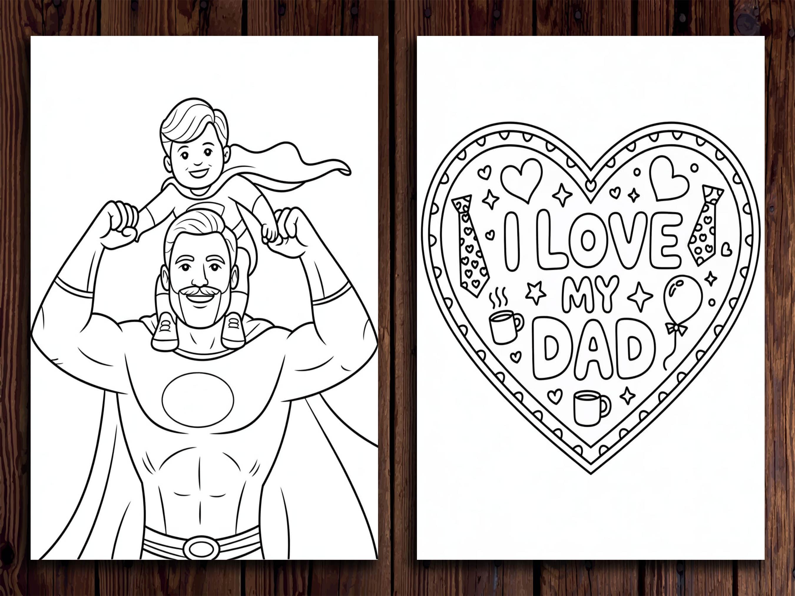 Father's Day Coloring Pages: Funny DIY Cards for Dad (PDF) - Etsy
