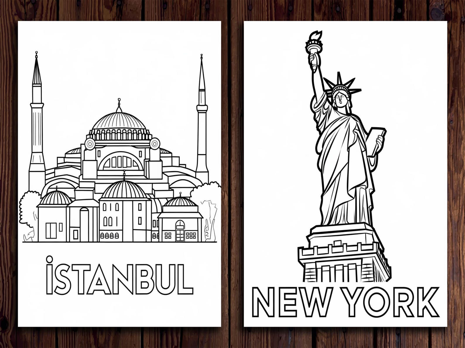 World Landmarks Coloring Pages: 20 Travel Destination Designs (digital ...