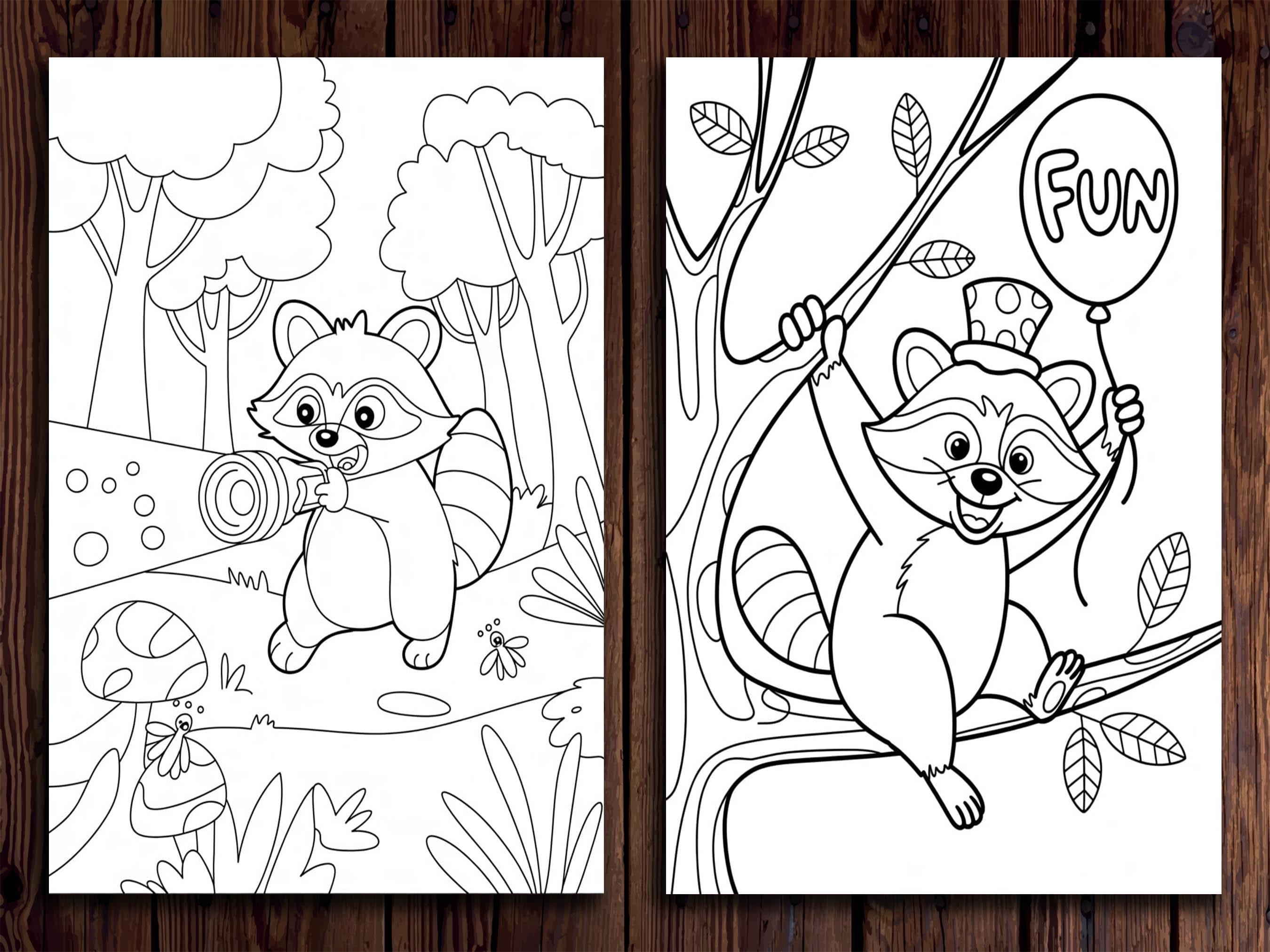 20 Raccoon Coloring Pages Printable | Cute & Realistic Woodland Animal ...