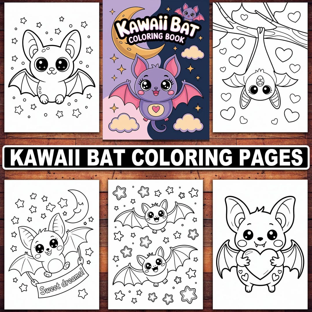 Kawaii Bat Coloring Pages | 20 Cute & Spooky Bat Designs for Kids ...