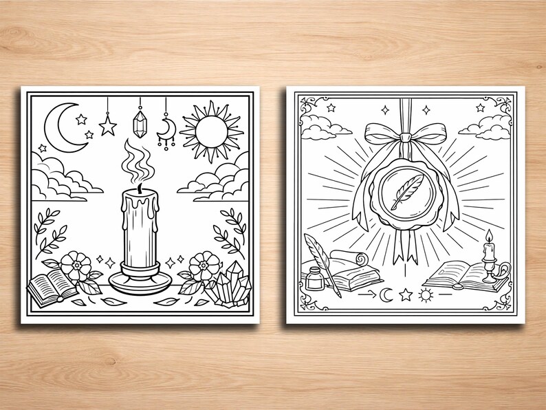 Veiled Symbols Tarot Coloring Pages – 20 Mysterious & Esoteric Line Art ...