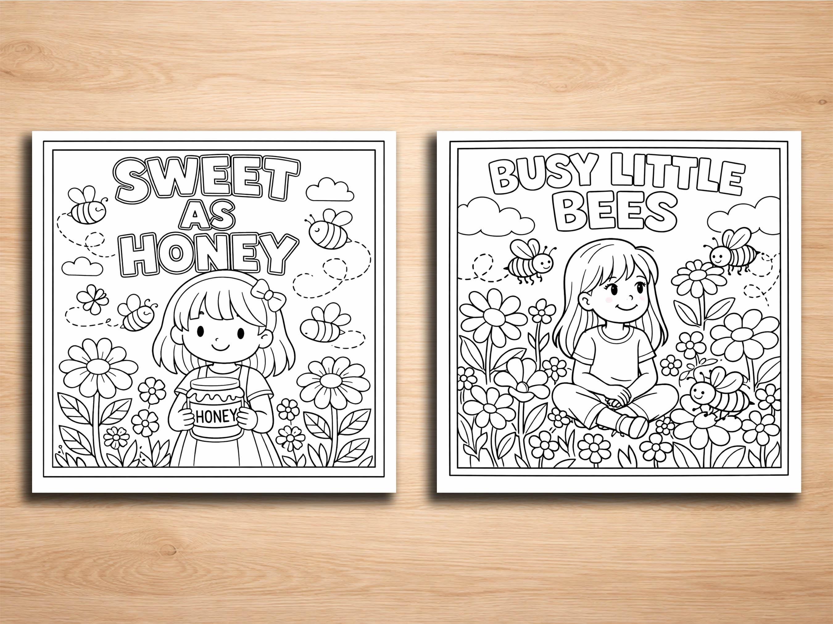 Bee Coloring Pages – Spring Garden Printable Set - Etsy