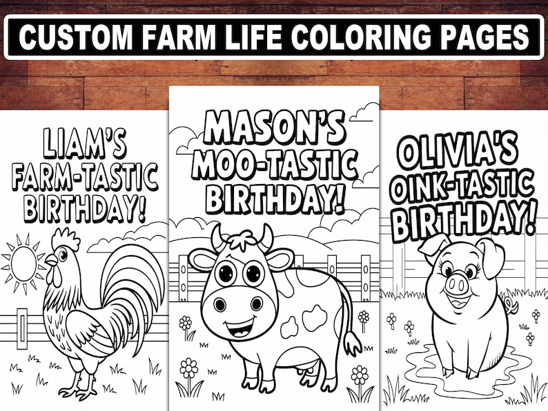 Personalized Farm Life Birthday Coloring Pages for Kids | Custom ...