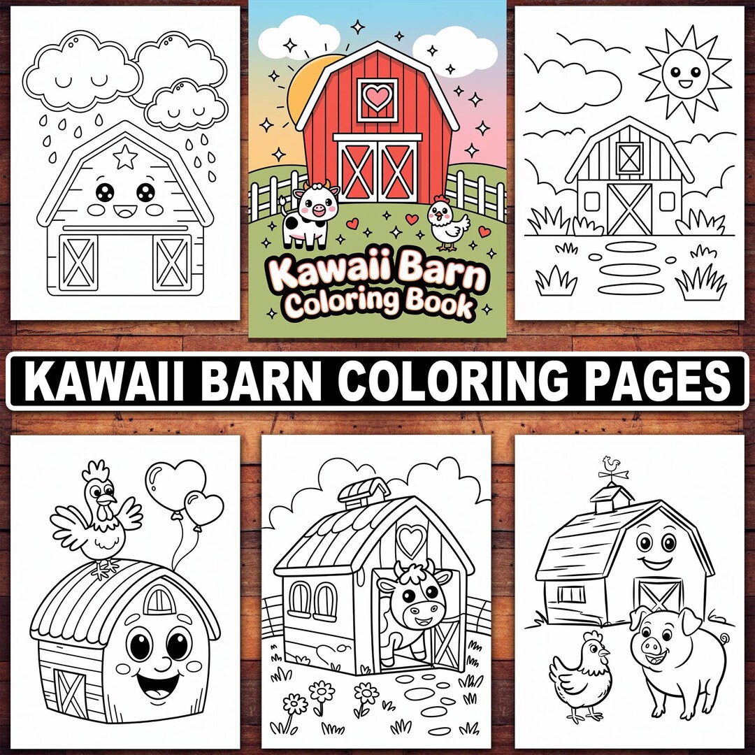 Kawaii Barn Coloring Book: 20 Farm Animal Scenes (printable PDF) - Etsy