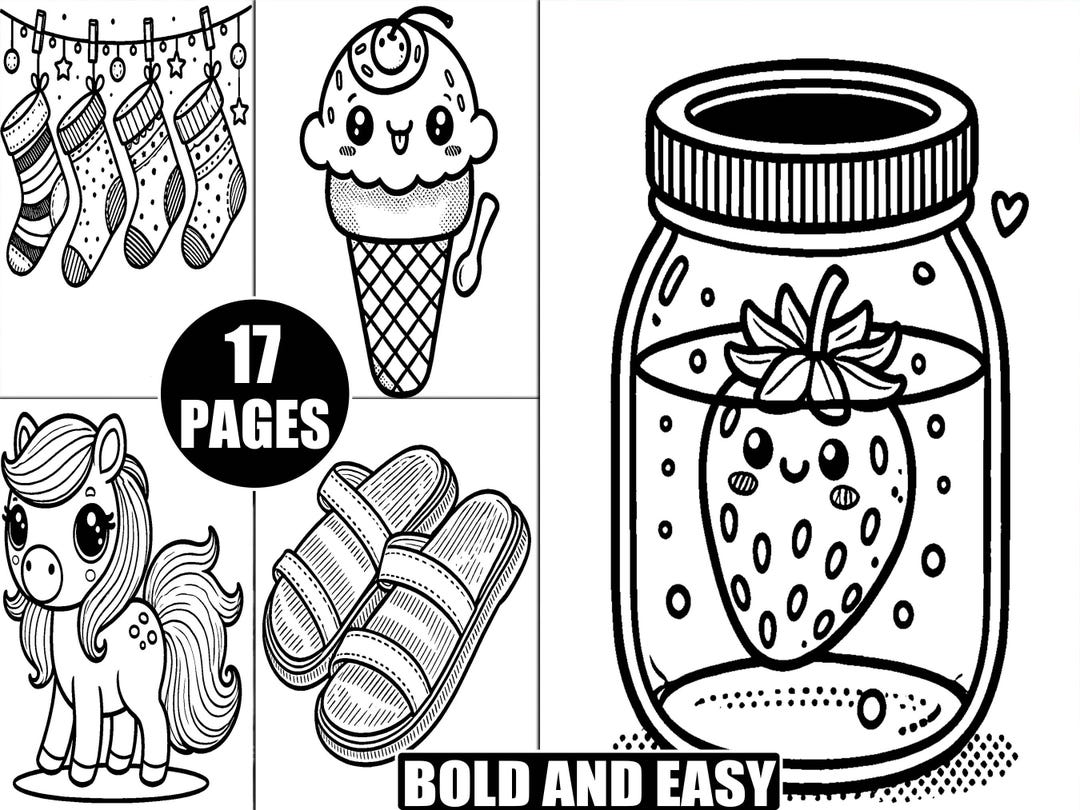 Bold and Easy Coloring Pages Digital Download | Large Print & Simple ...