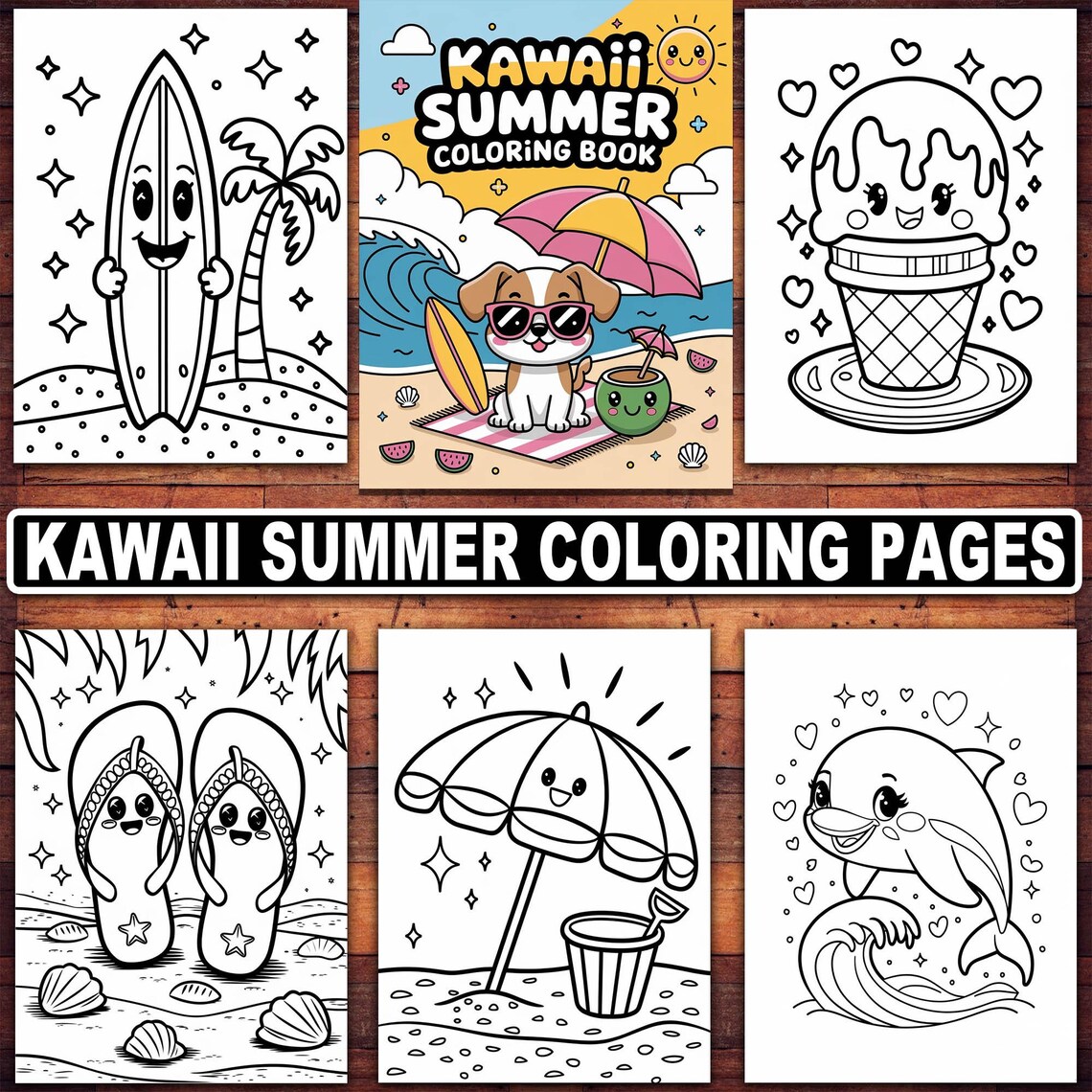 Kawaii Summer Coloring Pages | Beach, Ice Cream (digital Download) - Etsy
