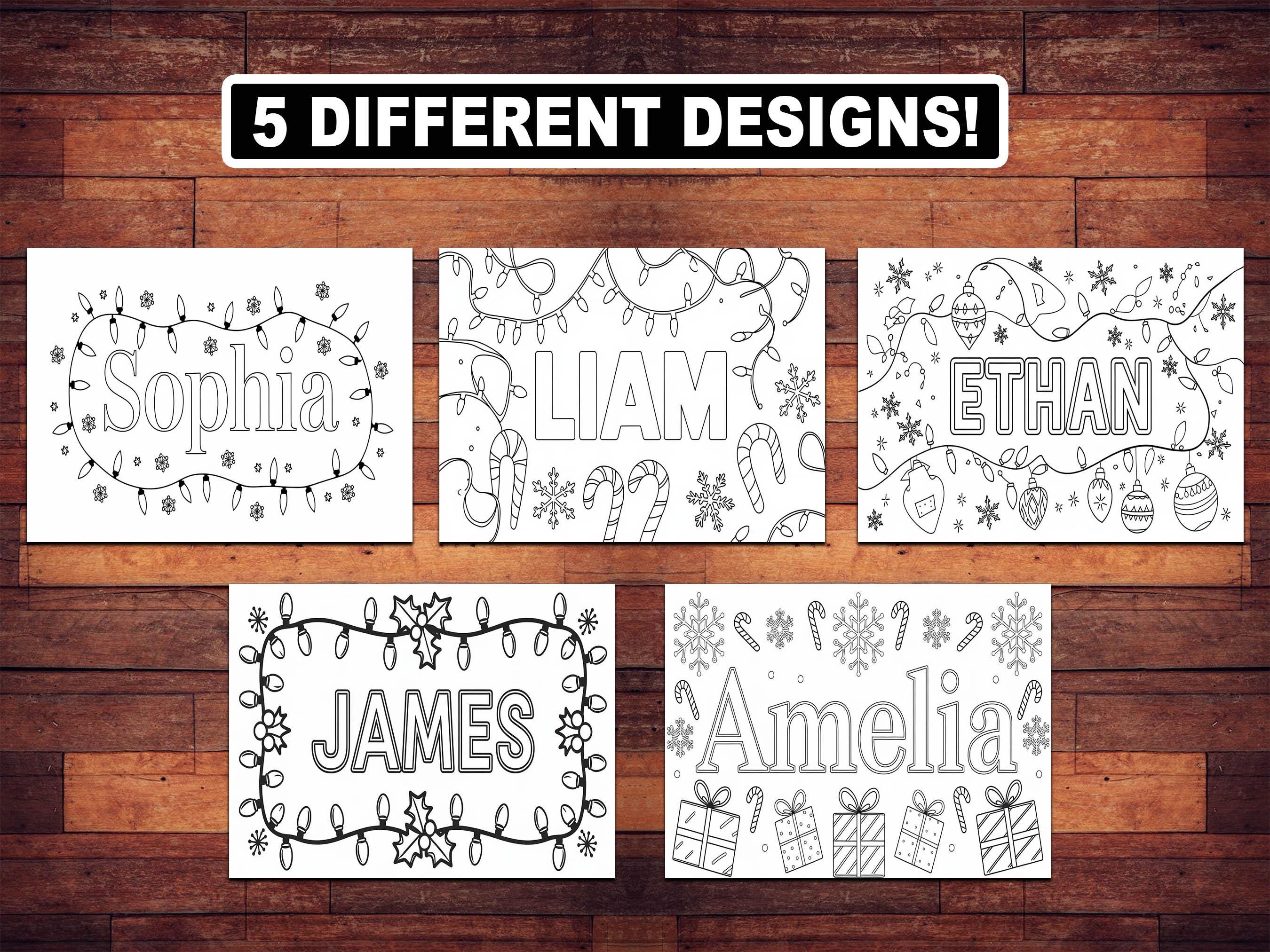 Personalized Christmas Name Coloring Pages for Kids and Adults | Custom ...