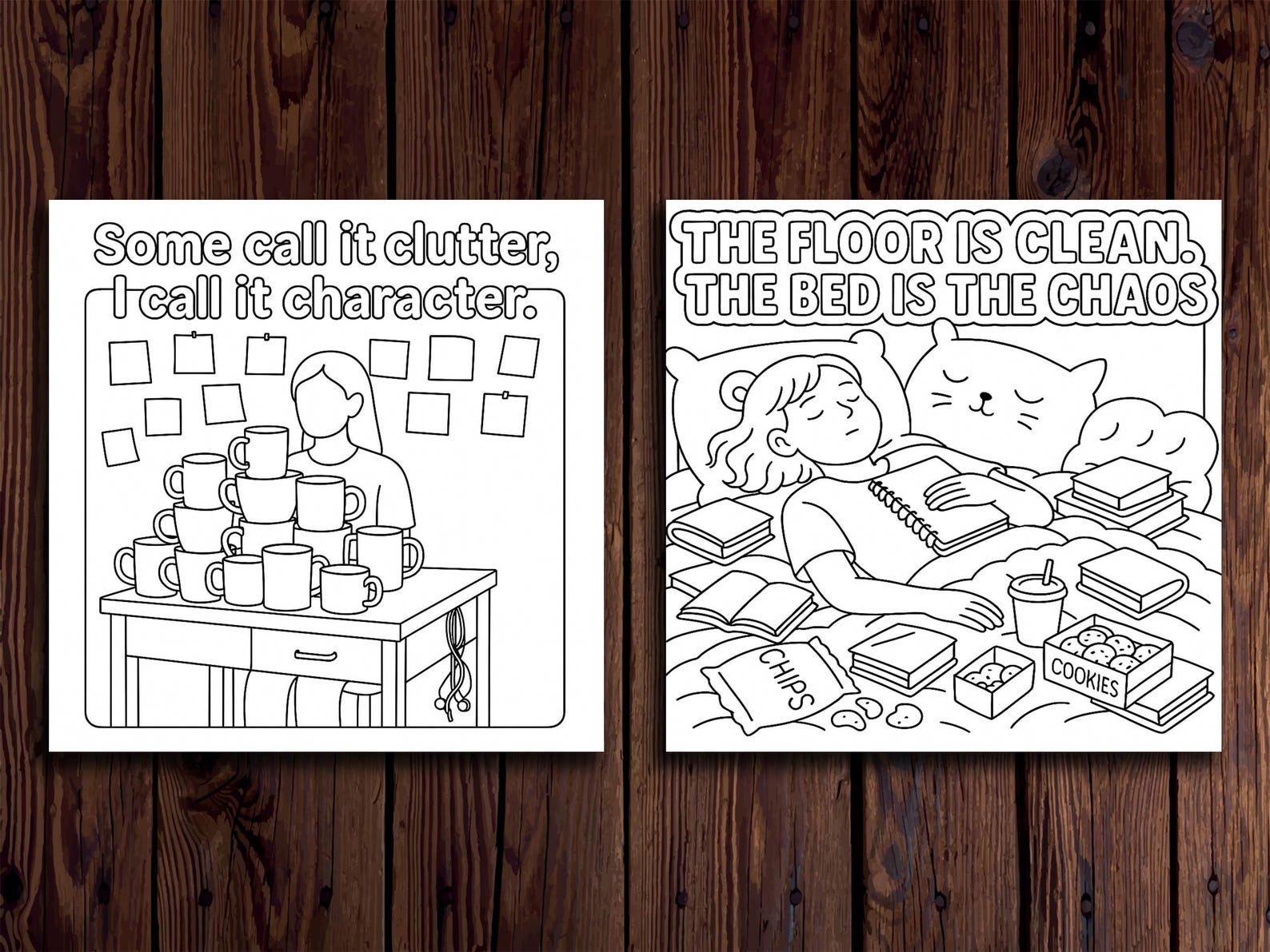 Messy Room Coloring Pages: Cluttered Room Chaos Art (digital Download ...