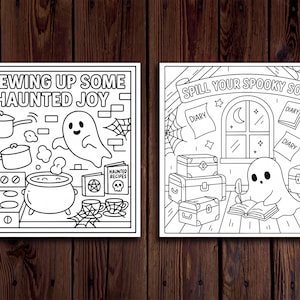 Cozy Haunted House Coloring Pages: Ghost Pets & Spooky Interiors (PDF ...