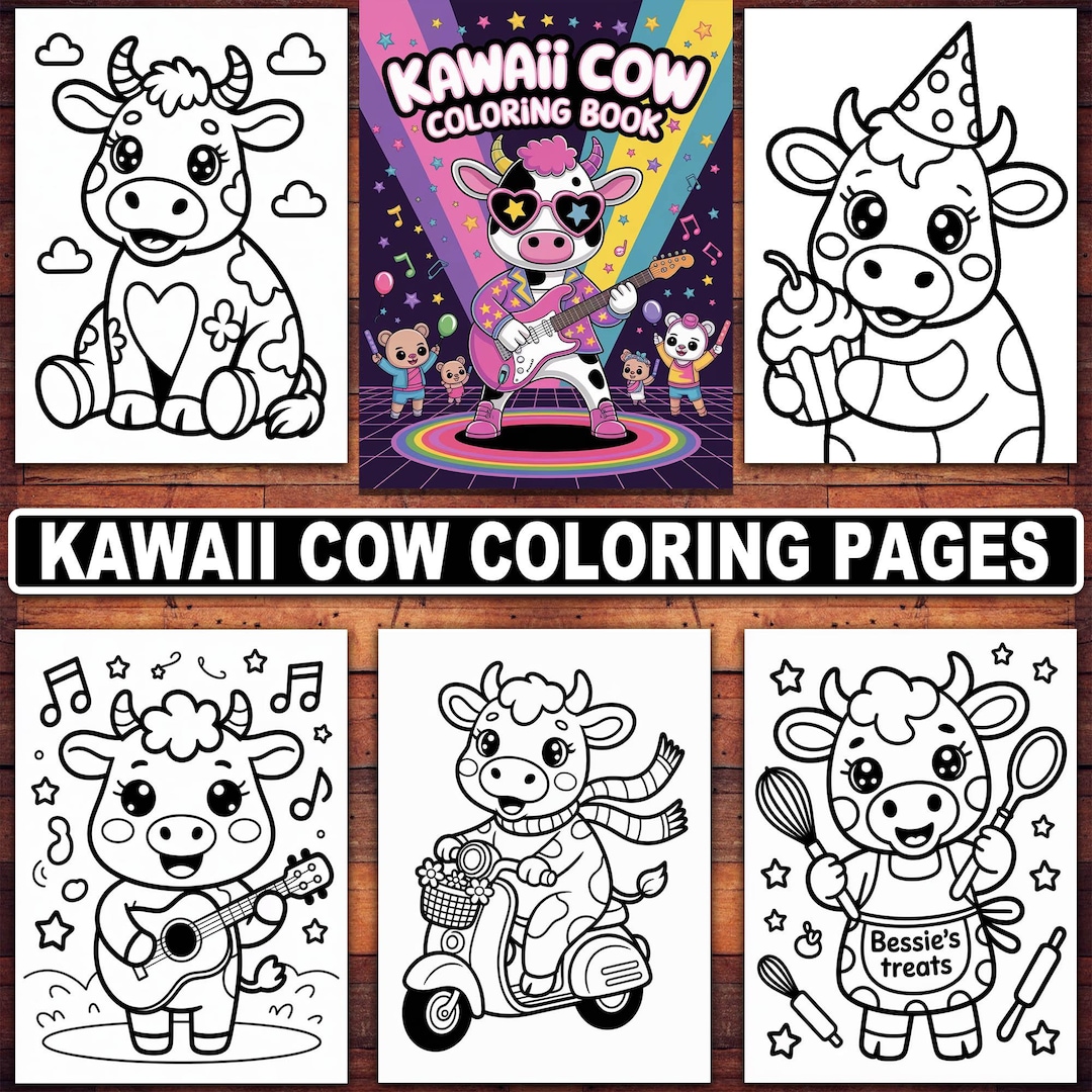 Kawaii Cow Coloring Pages Digital Download | 20 Cute Farm & Baby Cow ...