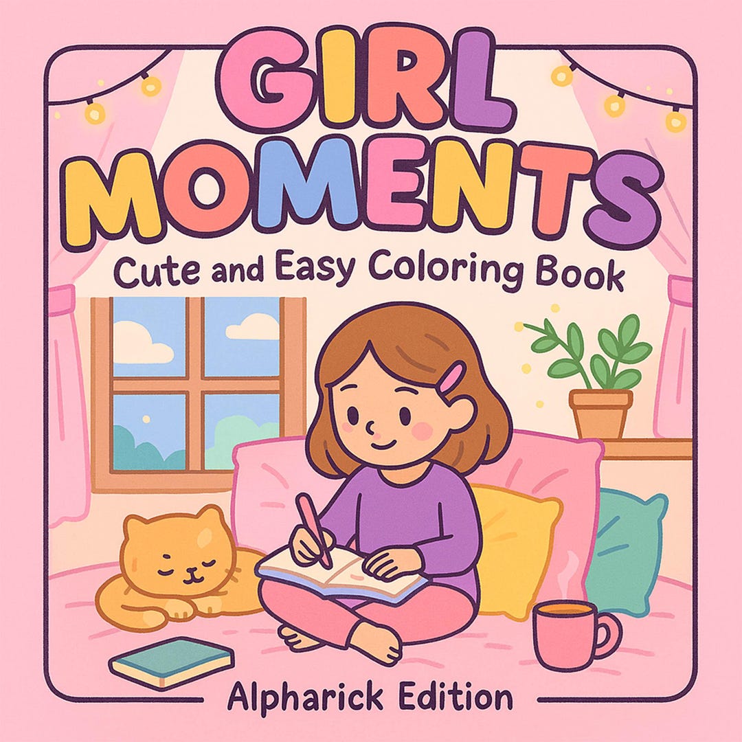 Girl Moments Coloring Pages Digital Download | 20 Cozy and Cute Designs ...