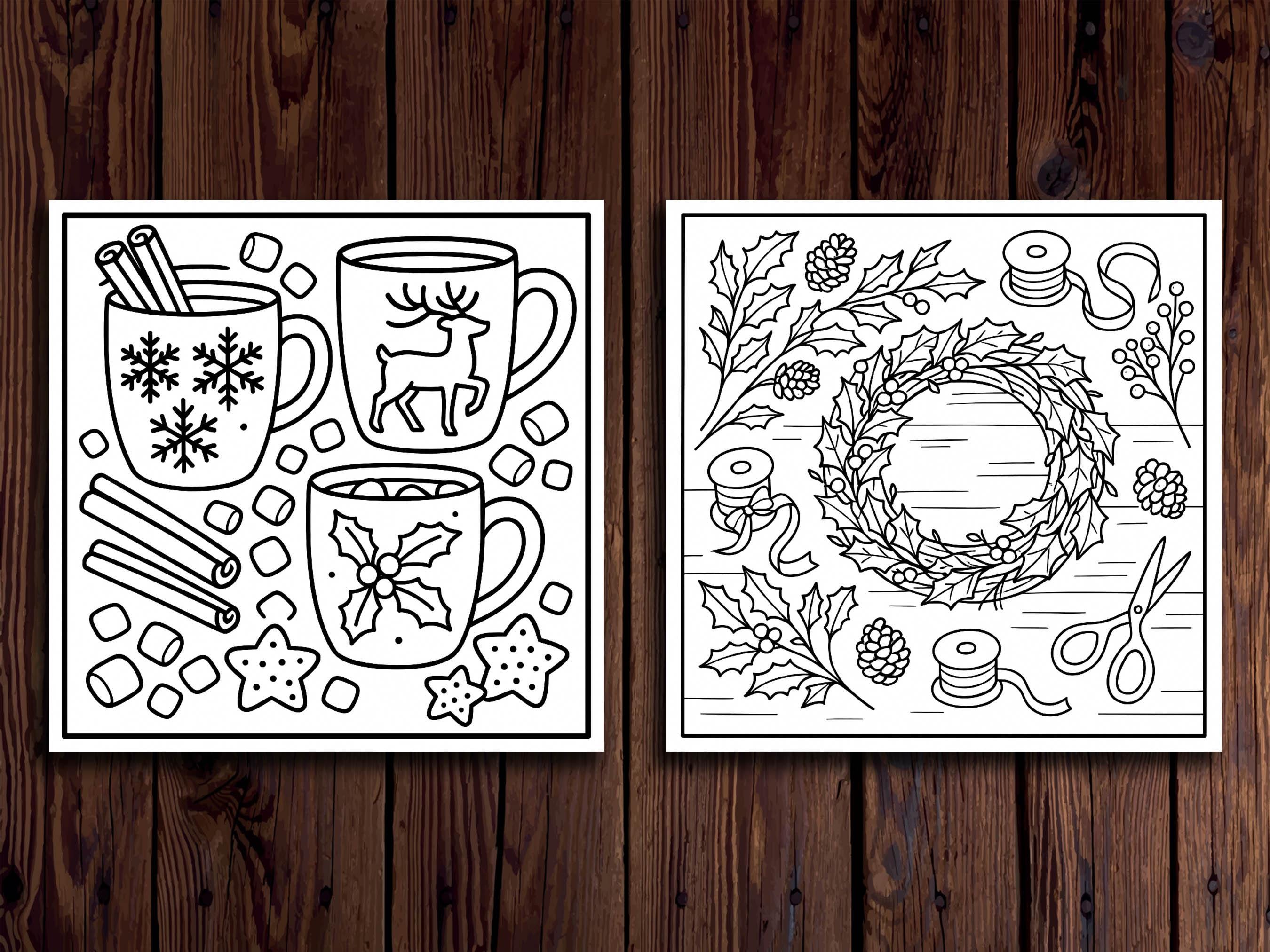 Cozy Christmas Coloring Pages: 20 Festive Holiday Scenes (digital ...