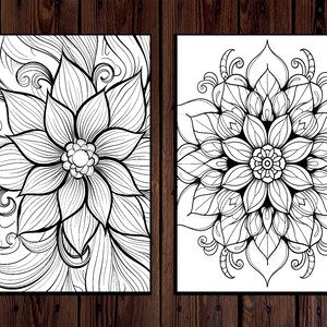 50 Floral Mandala Coloring Pages for Adults, Mindful Patterns Coloring ...