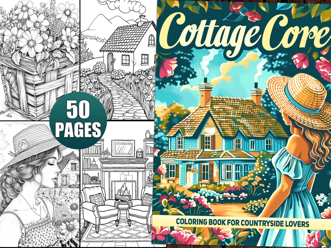 Cottagecore Coloring Book: 50 Country Life Pages for Adults (digital ...