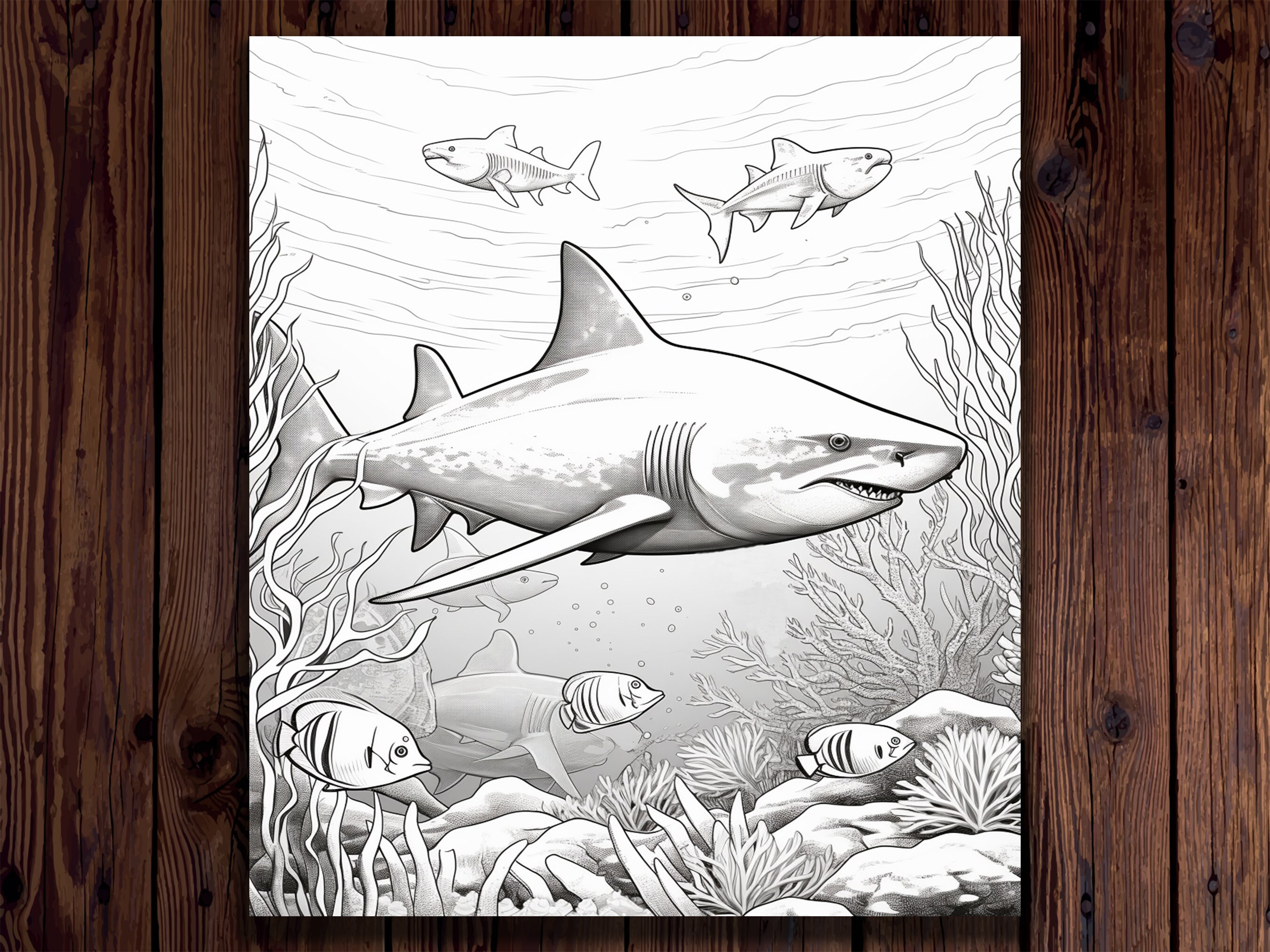 Shark Coloring Pages for Adults: Sea Life Designs (digital Download) - Etsy