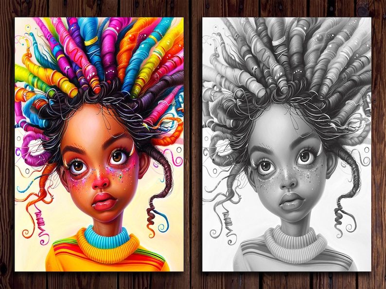 Artistic Hairstyle Coloring Pages: Grayscale Fashion Designs (printable ...