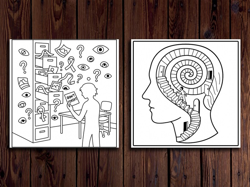 Surreal Psychological Coloring Pages: Anxiety & Abstract Art (digital ...