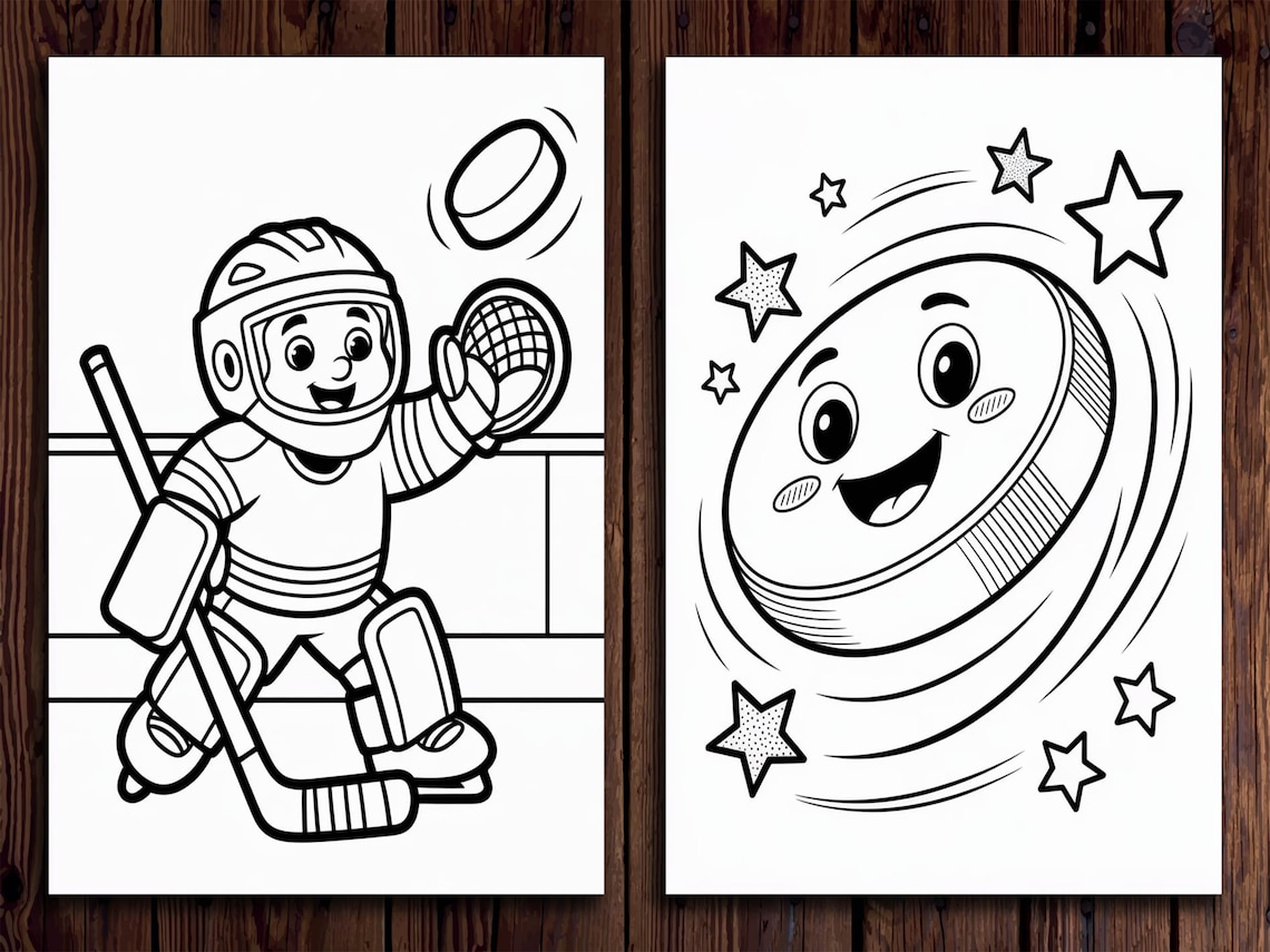 Hockey Coloring Pages: Winter Sports Activity (PDF Download) - Etsy