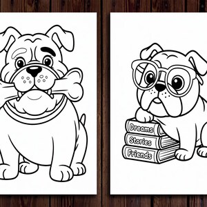 Cute Bulldog Coloring Pages Digital Download | 20 Adorable Dog Designs ...