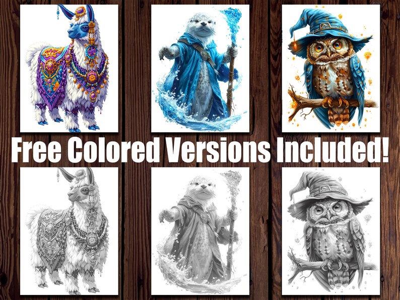 Wizard Animals Coloring Pages: 40 Fantasy Printable Sheets (digital ...