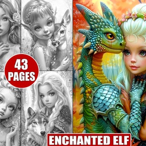 Enchanted Elf Coloring Pages: Whimsical Animal Portraits (printable ...