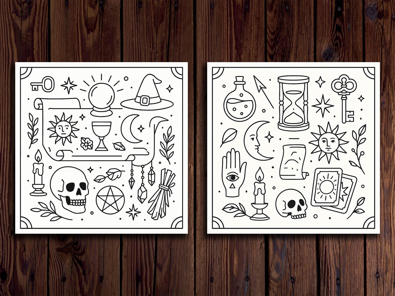 Vintage Tarot Coloring Pages: Mystical Occult Designs (digital Download ...