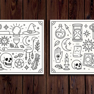 Vintage Tarot Coloring Pages: Mystical Occult Designs (digital Download ...
