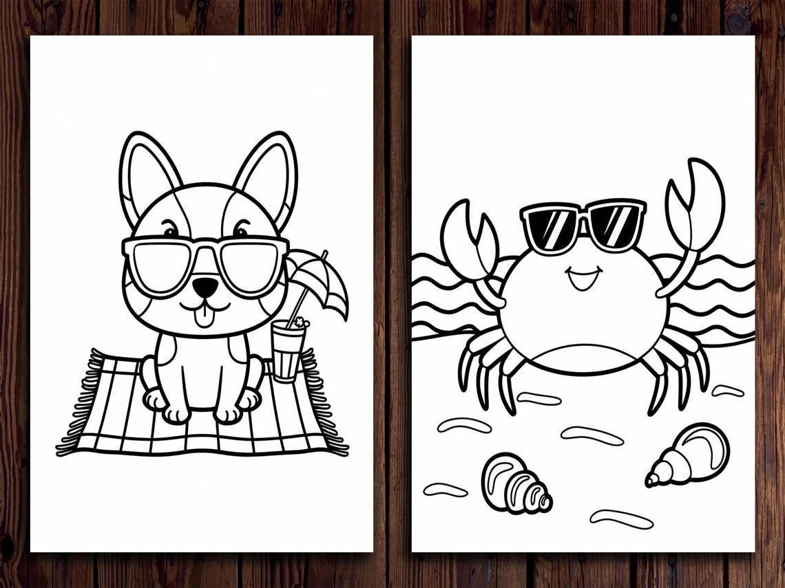 Kawaii Summer Coloring Pages | Beach, Ice Cream (digital Download) - Etsy