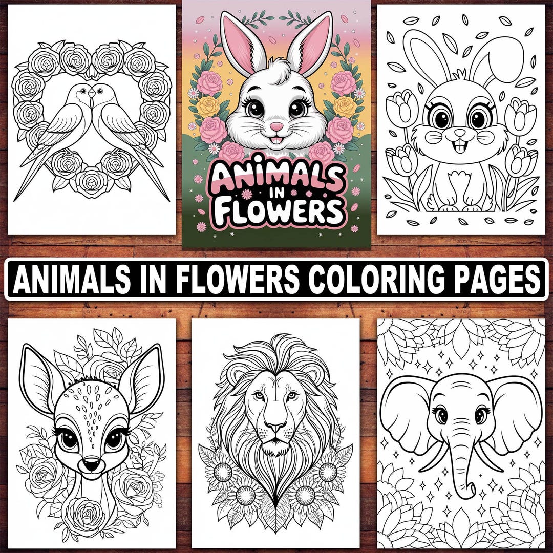 Animals in Flowers Coloring Pages | 25 Beautiful and Detailed Designs ...