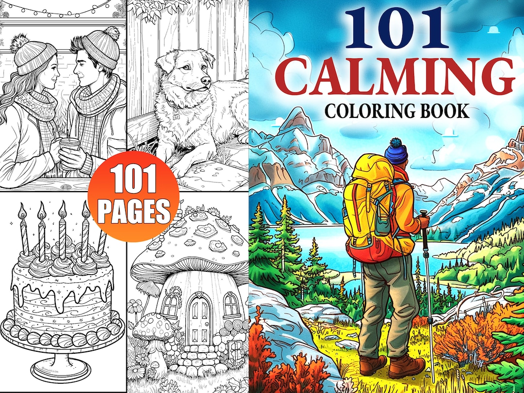 101 Calming Coloring Pages for Adults, A Collection Featuring Different ...