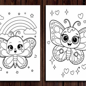 Kawaii Butterfly Coloring Pages | 20 Fun Designs (digital Download) - Etsy