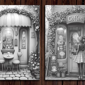 Cozy Coffee Shop Coloring Pages: Relaxing Cafe Scenes (printable ...