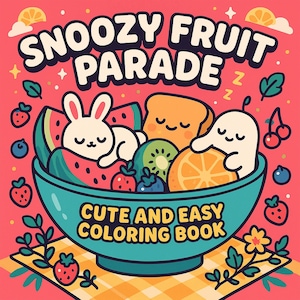 Snoozy Fruit Parade Coloring Pages: Kawaii Summer Printables (PDF ...
