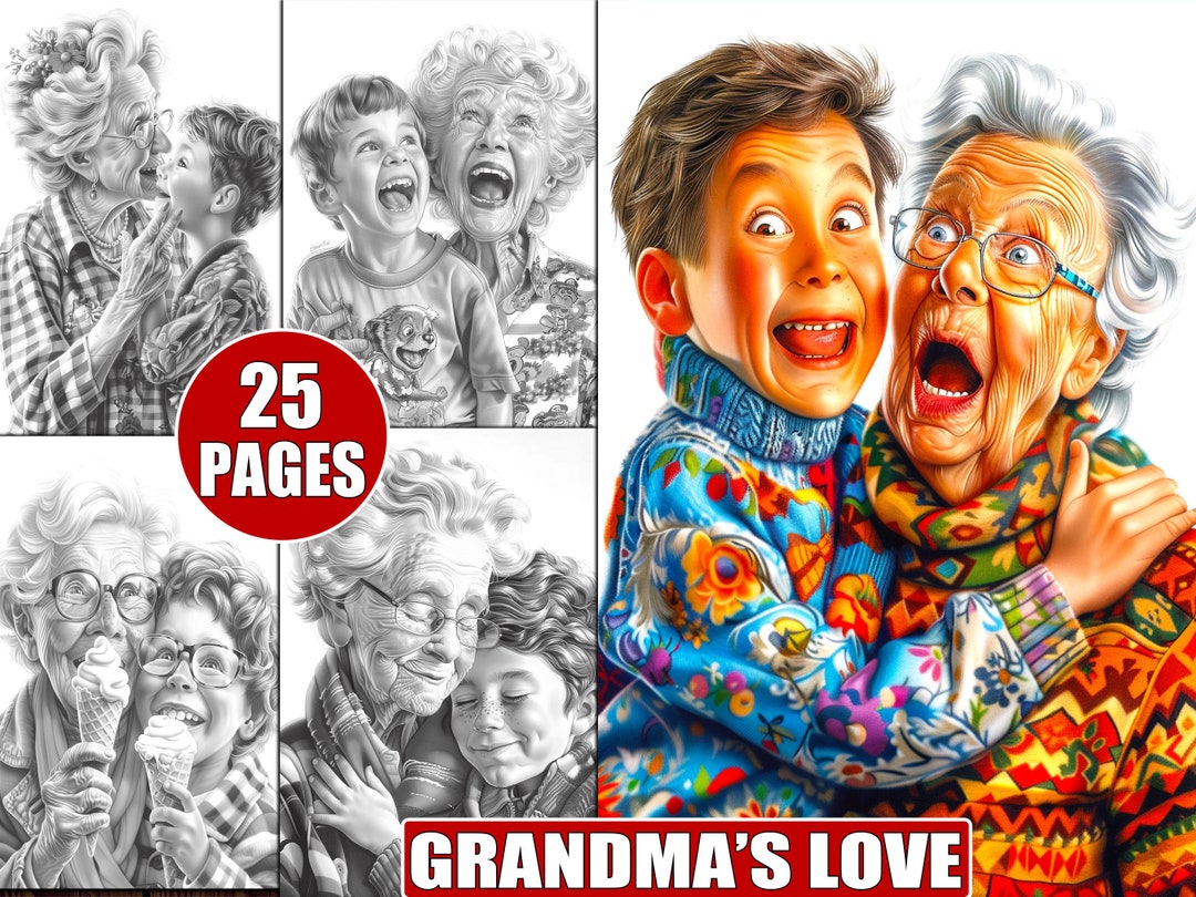 25 Printable Grandma's Love Coloring Pages in Grayscale for Adults ...