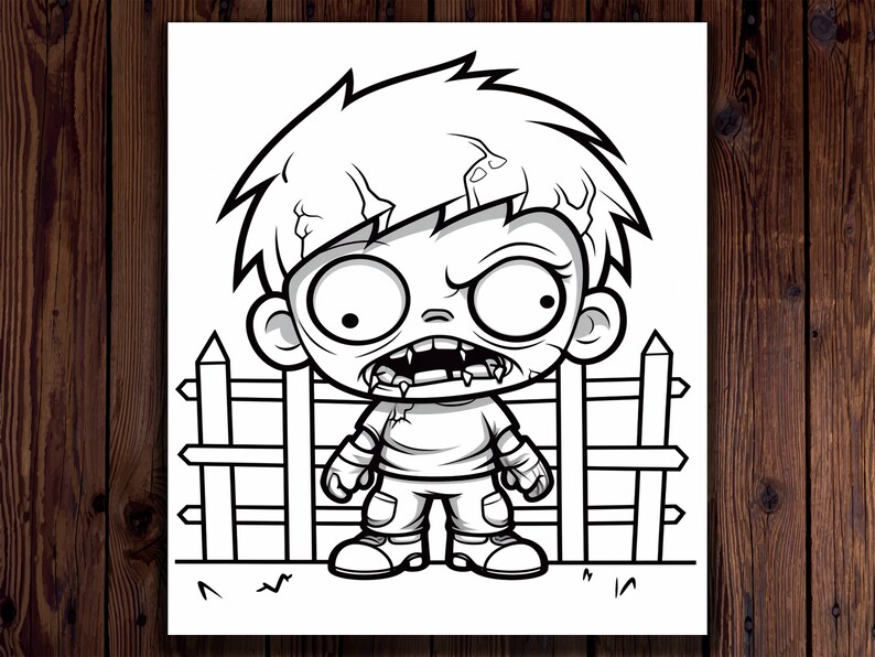 50 Cute Zombies Coloring Pages for Kids & Adults A Halloween - Etsy