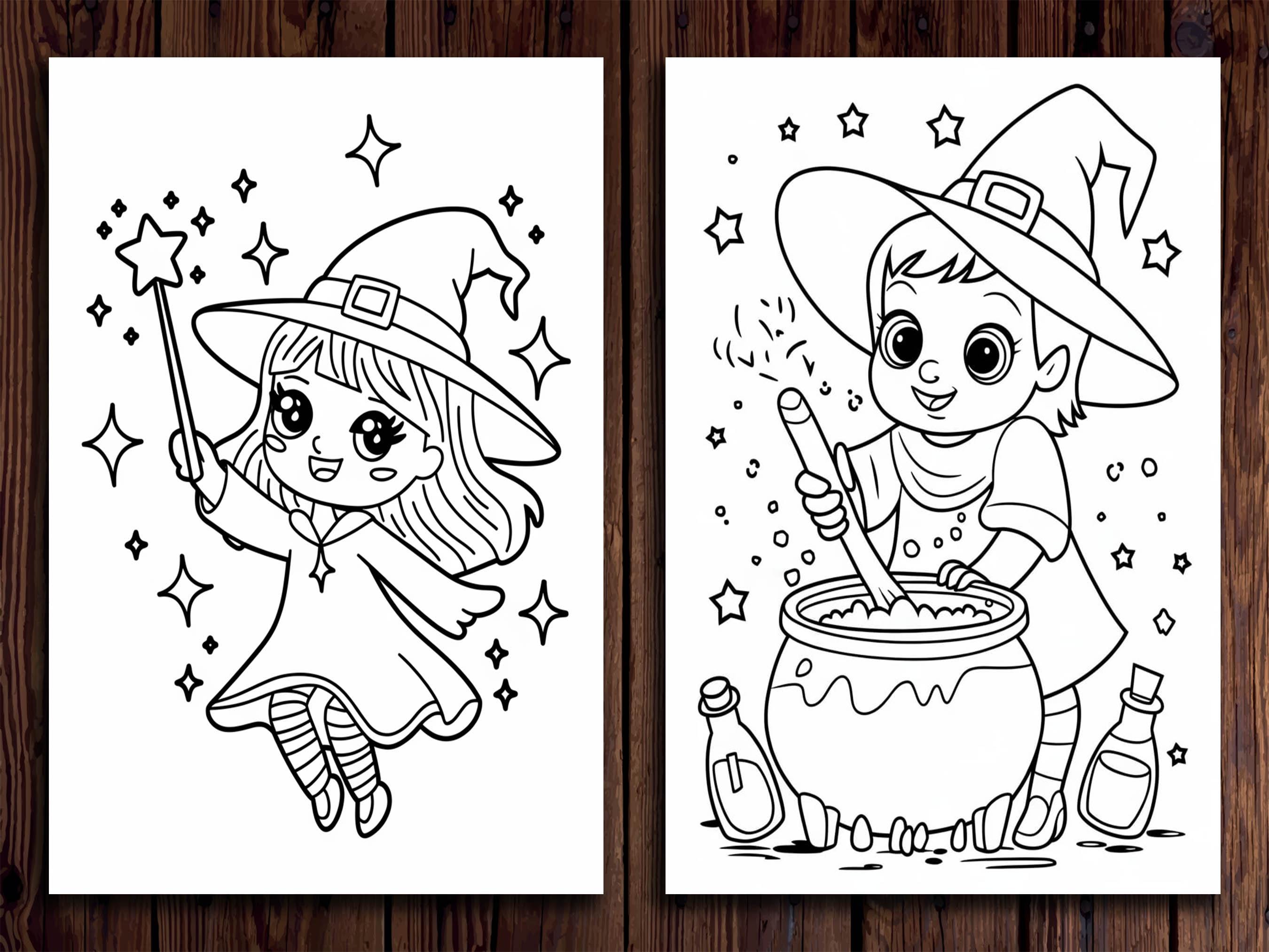 Kawaii Witch Coloring Pages | Spooky Chibi Designs (digital Download ...
