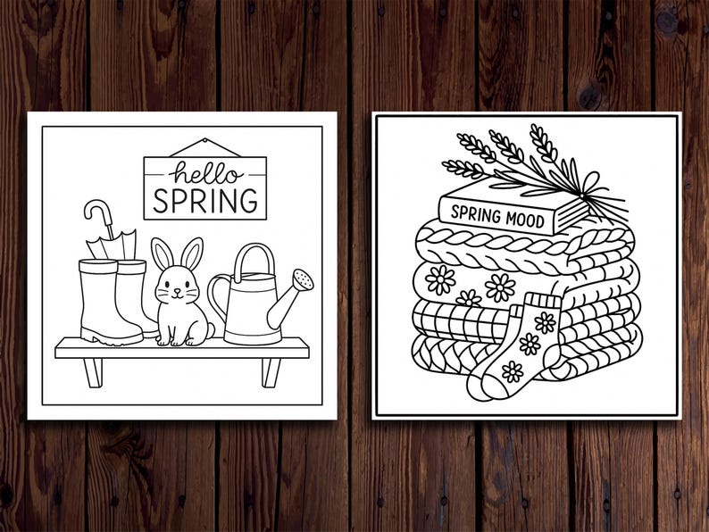 Cozy Spring – 20 Bold & Easy Coloring Pages of Flowers, Doodles, and ...