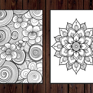 50 Floral Mandala Coloring Pages for Adults, Mindful Patterns Coloring ...