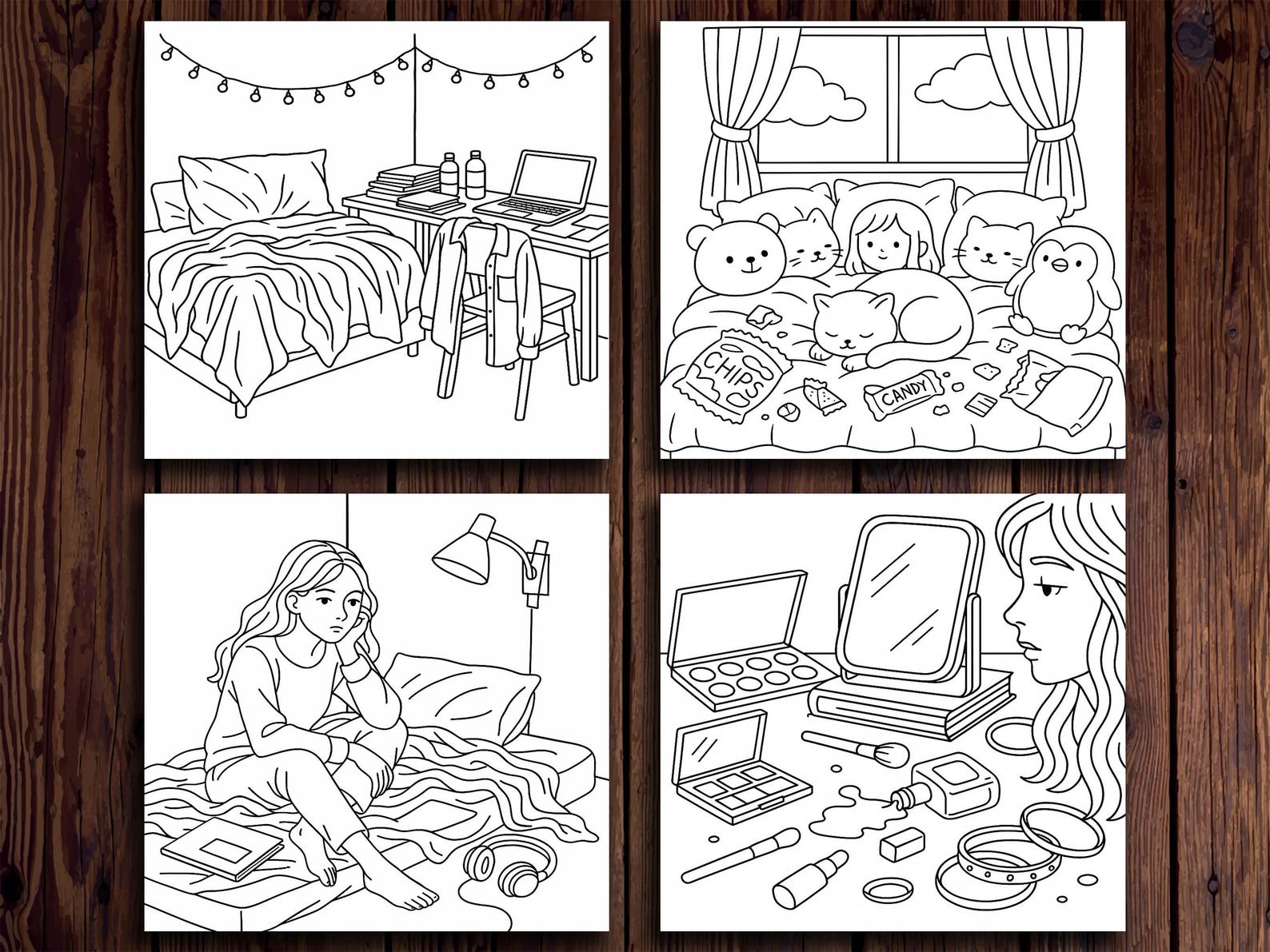 Messy Room Coloring Pages: Cluttered Room Chaos Art (digital Download ...