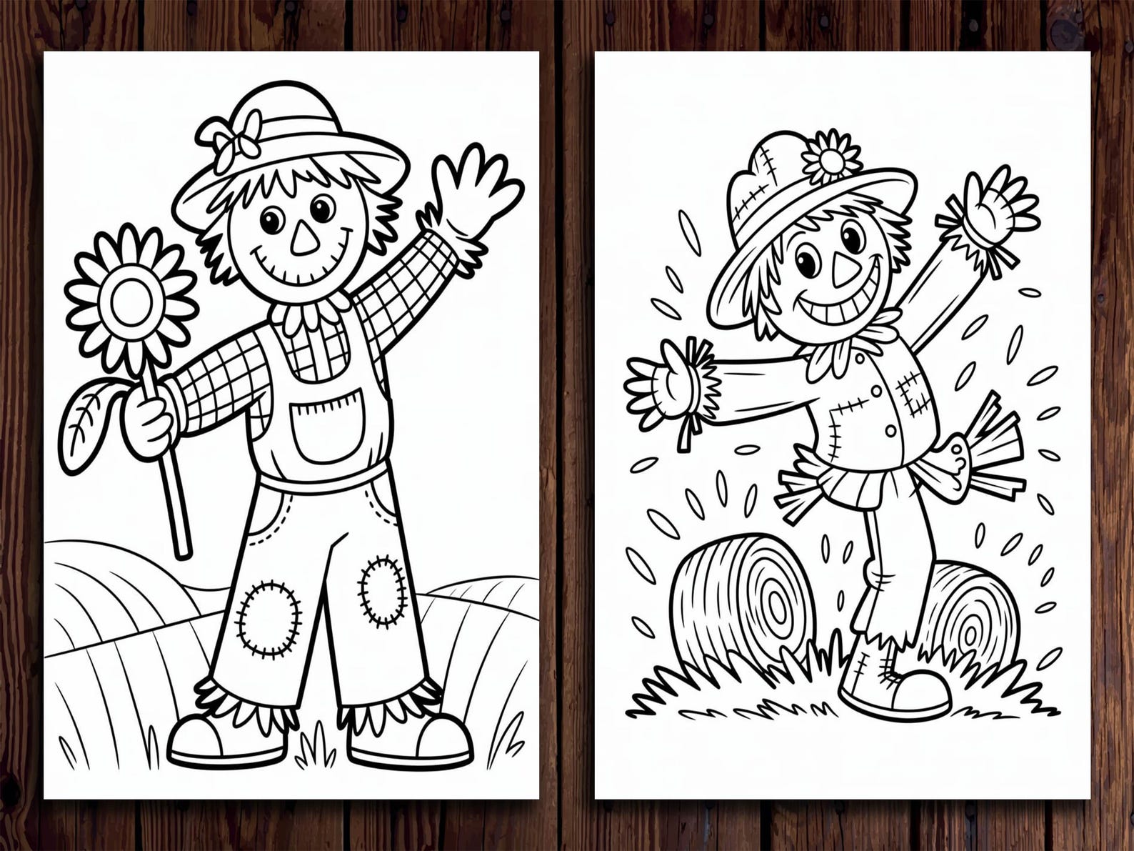 Scarecrow Coloring Pages: Fall Harvest Fun for Kids (digital Download ...