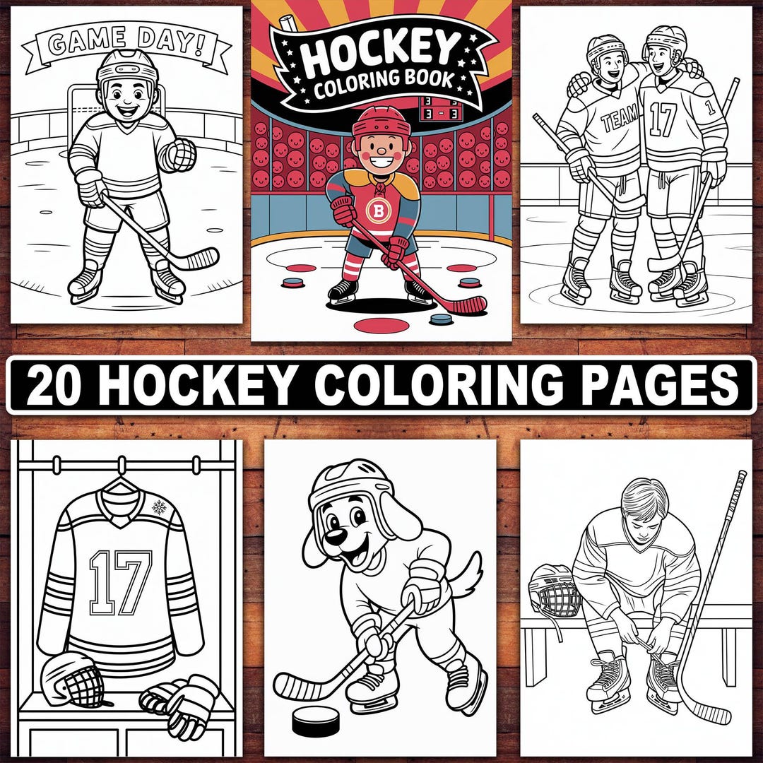 Hockey Coloring Pages: Winter Sports Activity (PDF Download) - Etsy