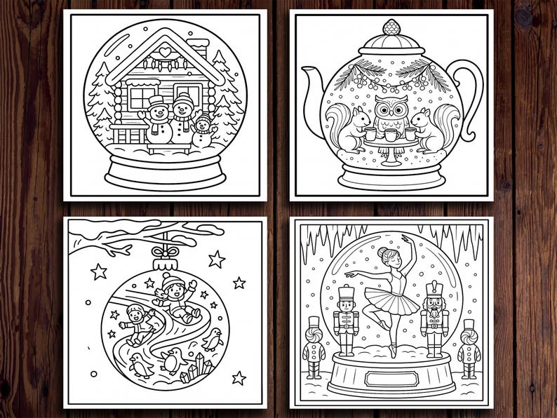 Christmas Snow Globe Coloring Pages: 20 Whimsical Winter Scenes ...