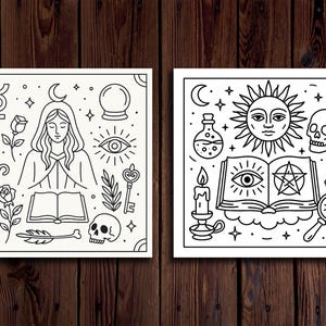 Vintage Tarot Coloring Pages: Mystical Occult Designs (digital Download ...