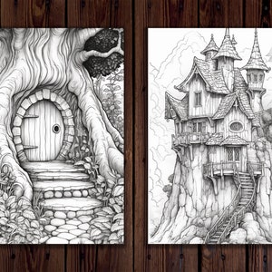 50 Witch House Coloring Pages for Adults, A Fantasy Halloween Coloring ...