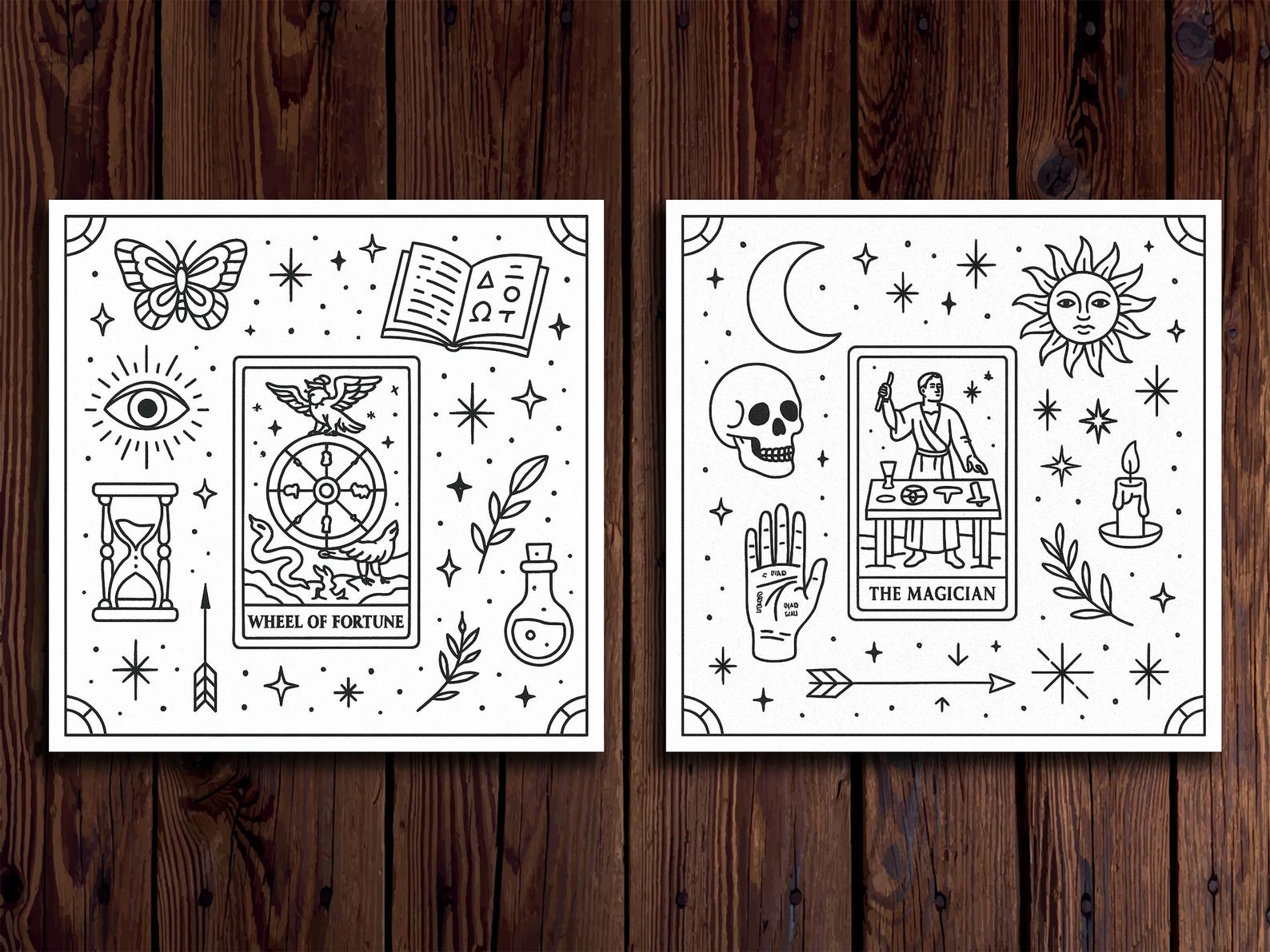 Vintage Tarot Coloring Pages: Mystical Occult Designs (digital Download ...