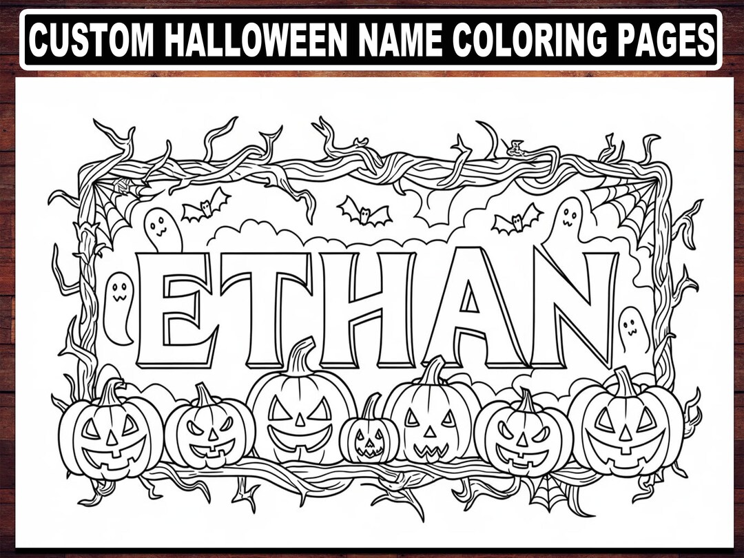 Personalized Halloween Name Coloring Pages for Kids and Adults | Spooky ...