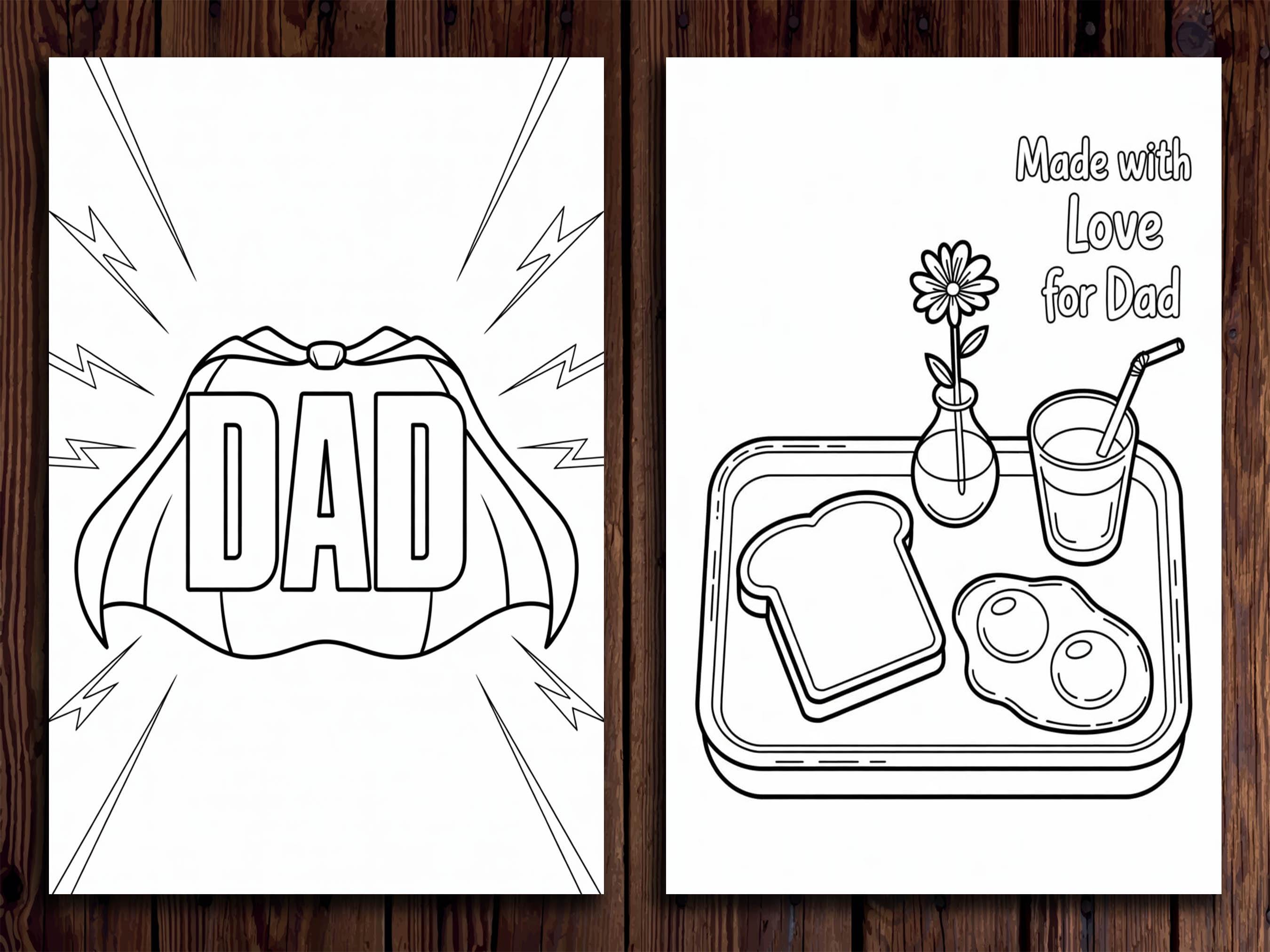 Father's Day Coloring Pages: Funny DIY Cards for Dad (PDF) - Etsy