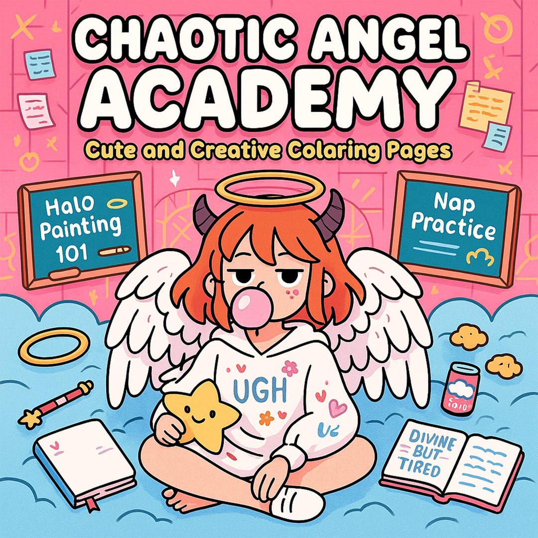 Chaotic Angel Academy Coloring Book: Heavencore Angel Girls (digital ...